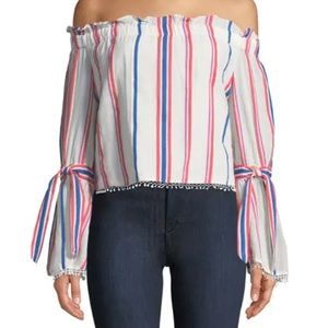 Red Carter | Tops | Red Carter Offtheshoulder Striped Bellsleeve | Poshmark